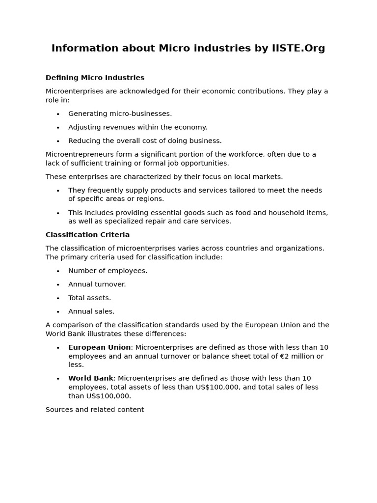Information About Micro Industries by IISTE | PDF