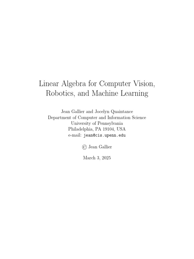 Linear Algebra For Computer Vision | PDF | Matrix (Mathematics) | Determinant