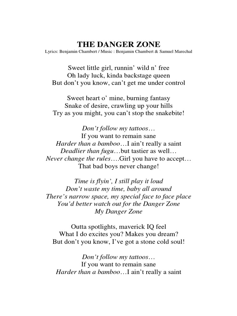 "Danger Zone: Rock'n'Roll Lyrics" | PDF | Music Industry | Sound Recording