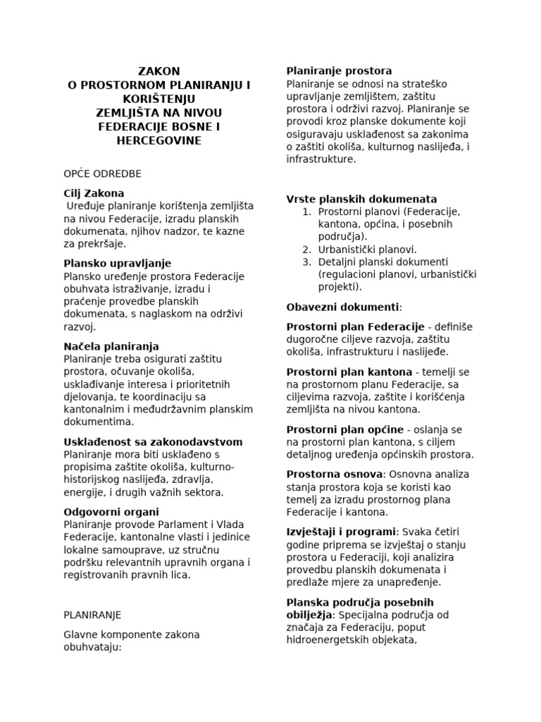 Zakon o Prostornom Planiranju | PDF