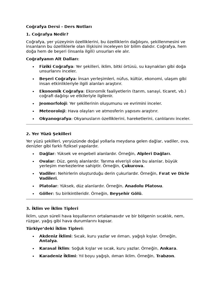 Coğrafya Dersi | PDF