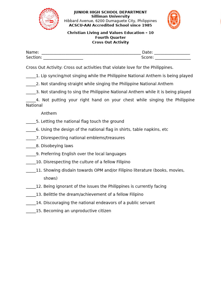 G10 Crossout Activity | PDF