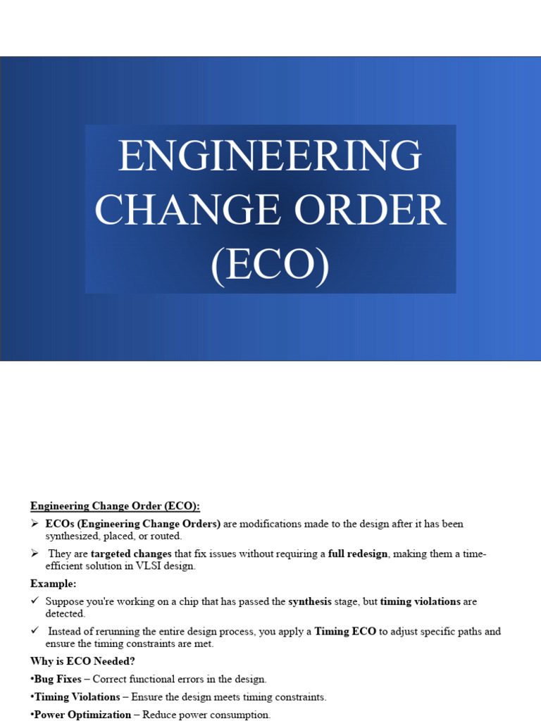 Engineering Change Orders in VLSI Design | PDF | Computer Engineering ...