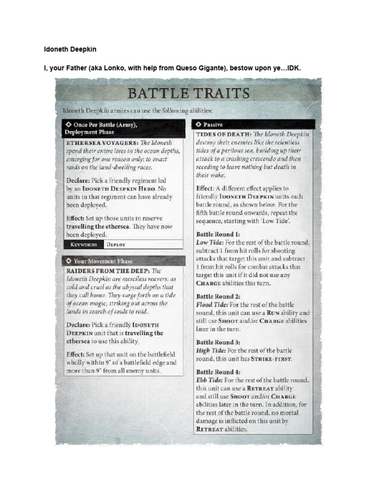 Idoneth Deepkin | PDF | Military | Military Operations