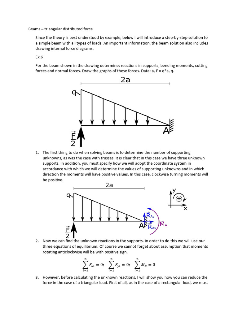 Beams Tiangle Distributed Force | PDF | Applied And Interdisciplinary Physics | Mechanics