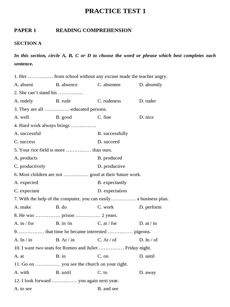 Practice Test 1 | PDF | First Language | Multilingualism