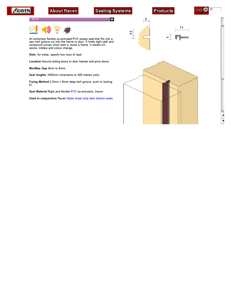 RP73 PVC Sweep Seal Specifications | PDF