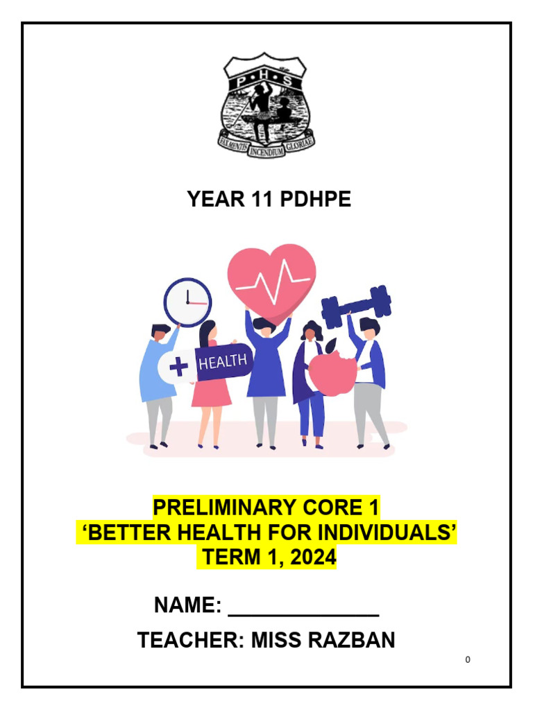 PDHPE Prelim Core 1 (Better Health for Individuals) BOOKLET | PDF ...