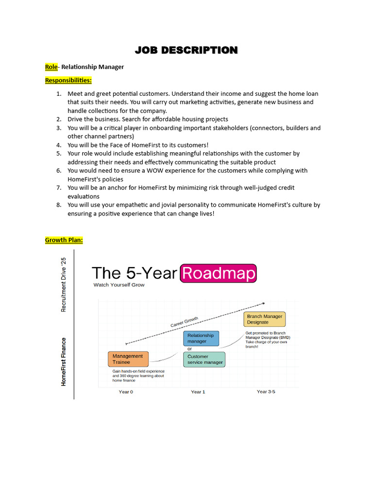 Relationship Manager Job Overview | PDF