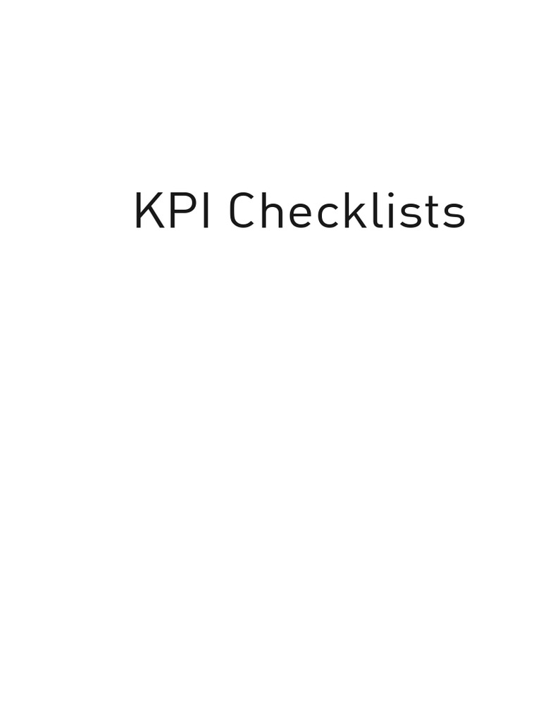 KPI Checklists | PDF | Performance Indicator | Books