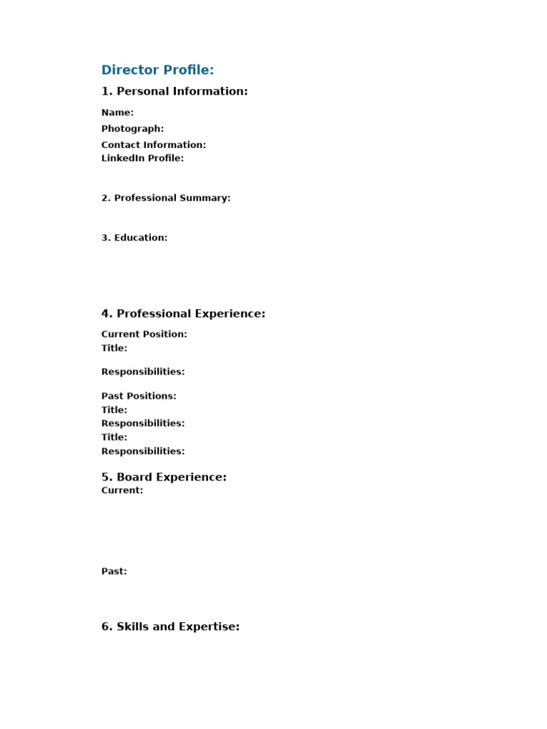 Board Director Profile Outline | PDF | Business