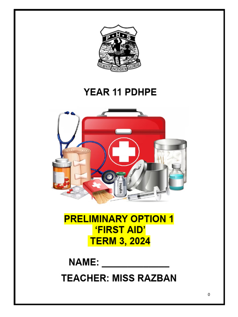PDHPE Prelim Option 1 (First Aid) - BOOKLET | PDF | Cardiopulmonary ...