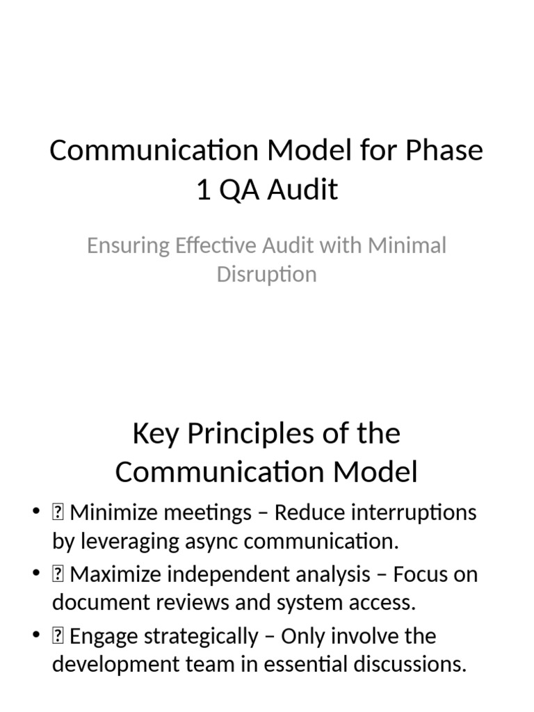 Communication Model QA Audit | PDF