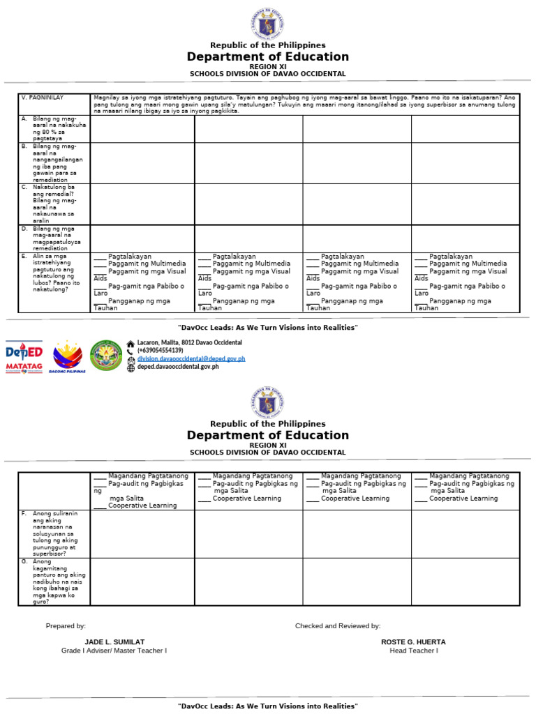 DLL REFLECTION 2025 Filipino | PDF