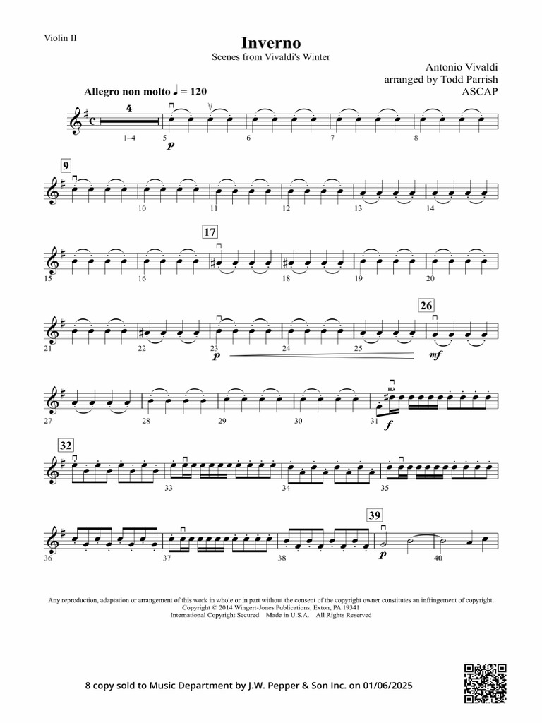 Inverno - Violin 2 | PDF