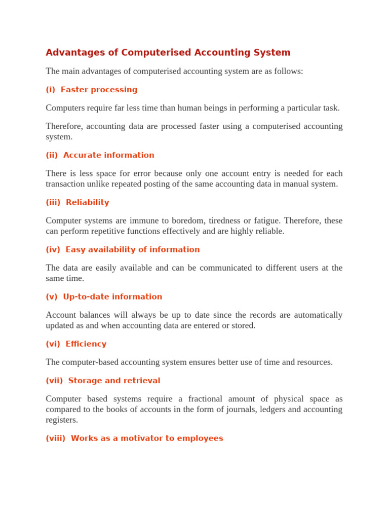Advantages of Computerised Accounting System | PDF