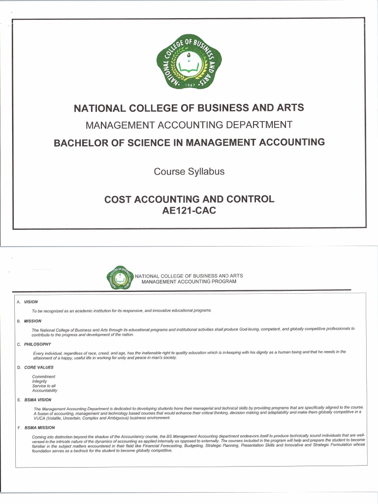 3 AE121 CAC Cost Accounting and Control | PDF