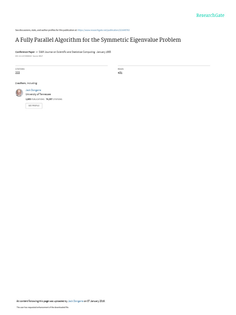 Afullyparallelalgorithmforthesymmetriceigen Pdf Eigenvalues And Eigenvectors Matrix