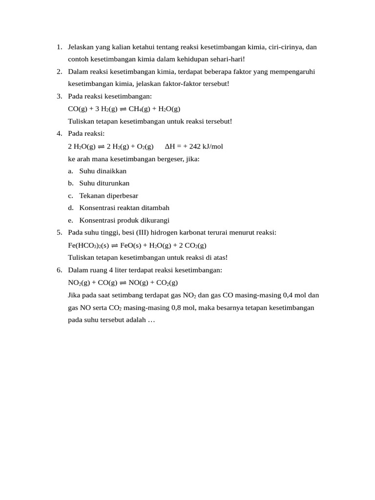 Reaksi Kesetimbangan Kimia | PDF