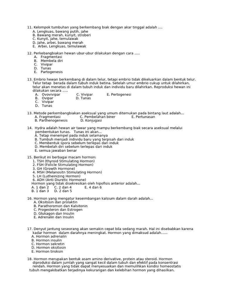 Latihan soal biologi kelas 12 | PDF