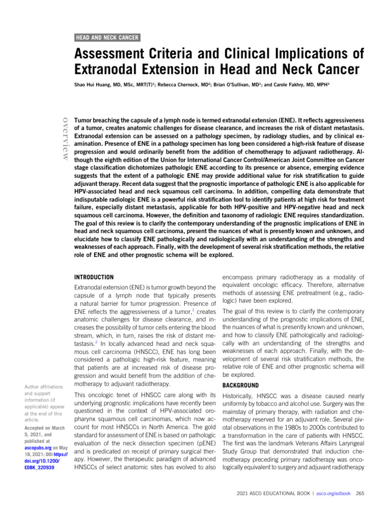 ENE in head neck cancer-huang-et-al-2021-assessment-criteria-and ...