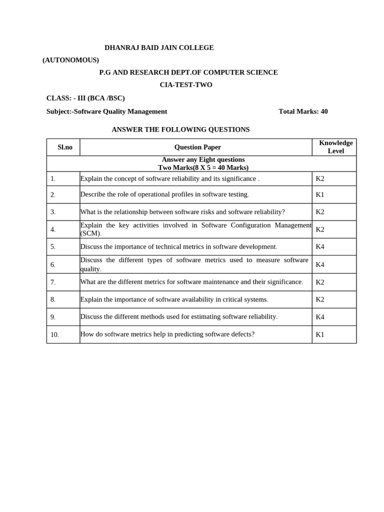 CAT-2_SQM_Questions | PDF