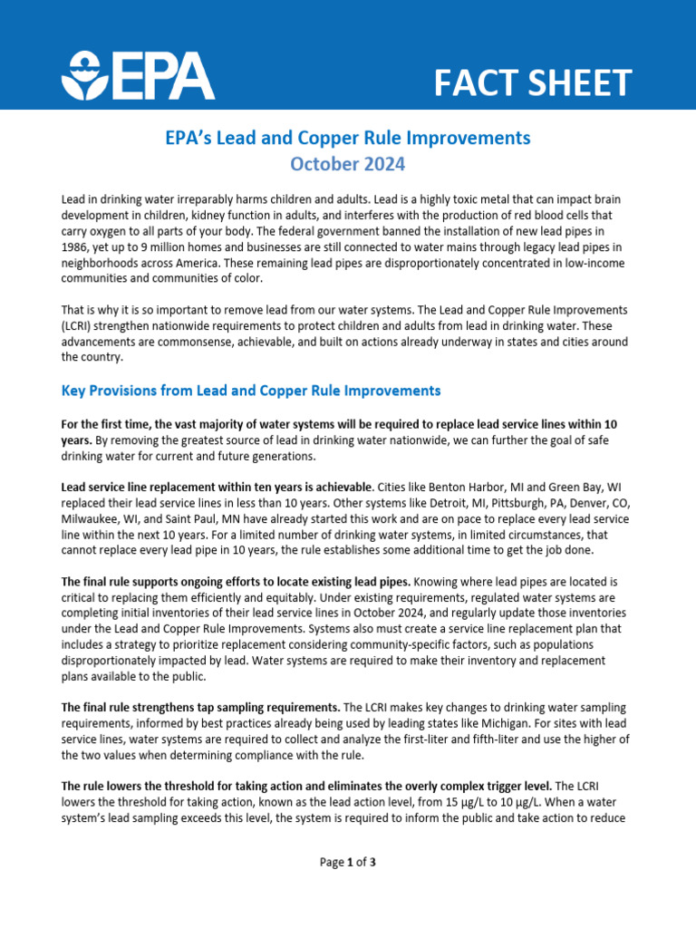 EPA Lead and Copper Rule Enhancements | PDF | Lead
