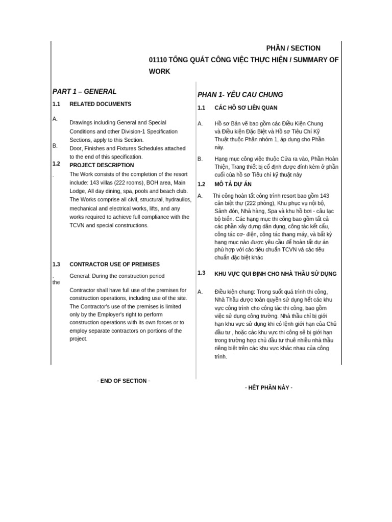 Summary of Work | PDF