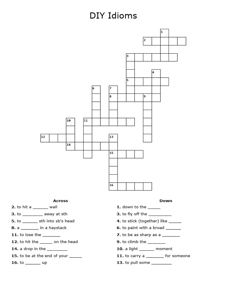 DIY Idioms Crossword Puzzle | PDF