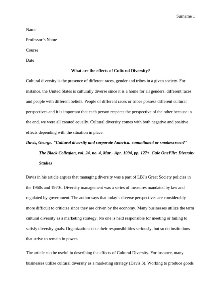 Effects of Cultural Diversity Explained | PDF | Multiculturalism ...
