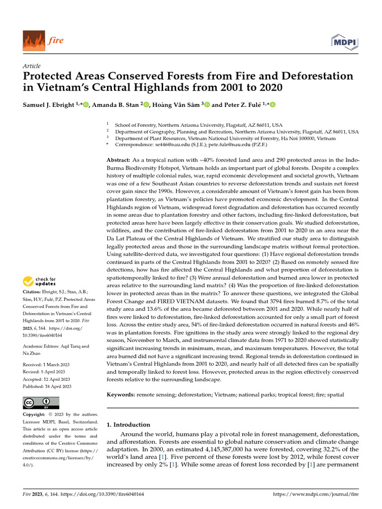 Protected Areas Conserved Forests From Fire and Deforestation in ...