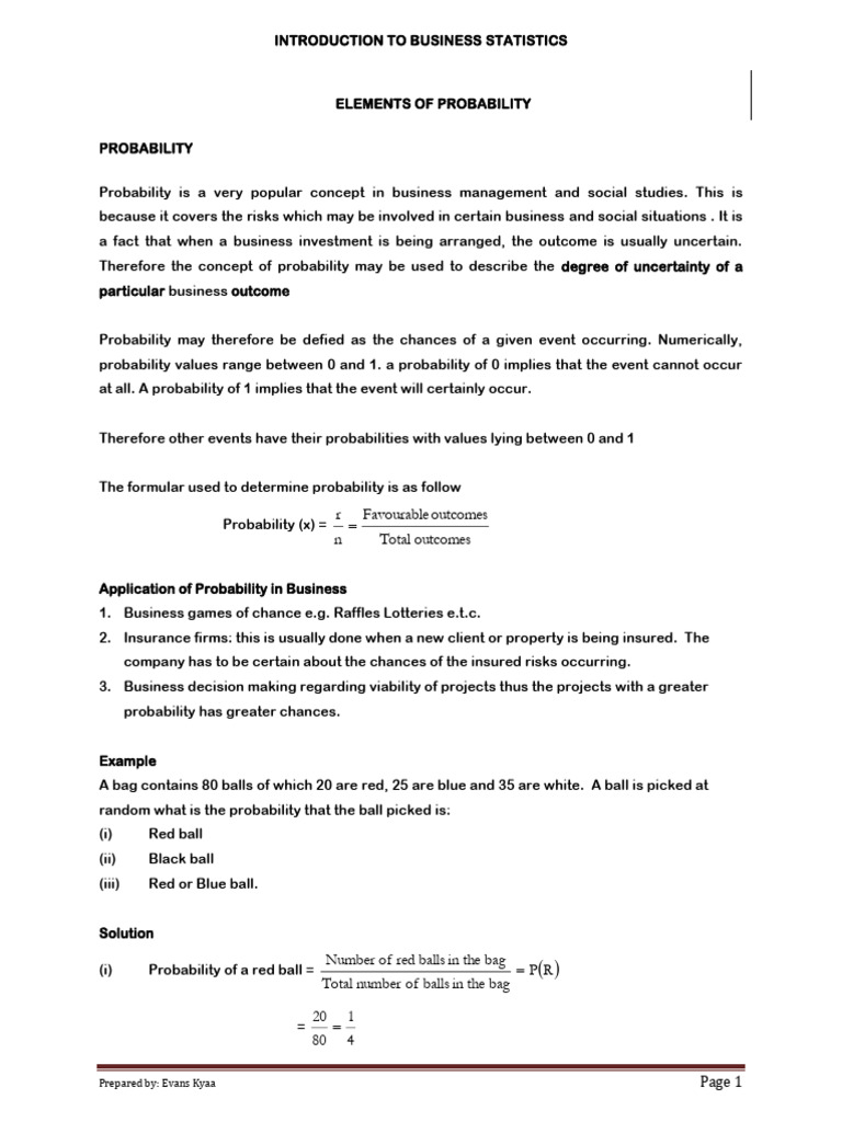Elements of Probability in Business | PDF | Probability | Risk