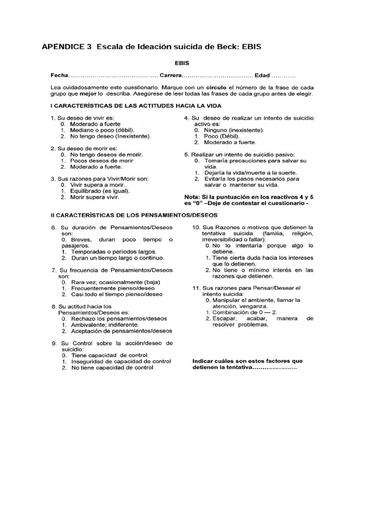 Escala-de-Ideación-Suicida-de-Beck(1) | PDF