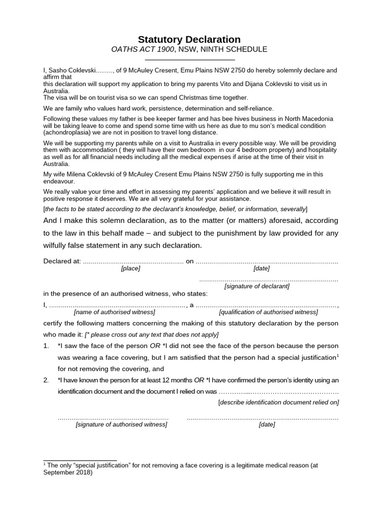NSW Stat Dec Schedule 9 | PDF | Common Law | Justice