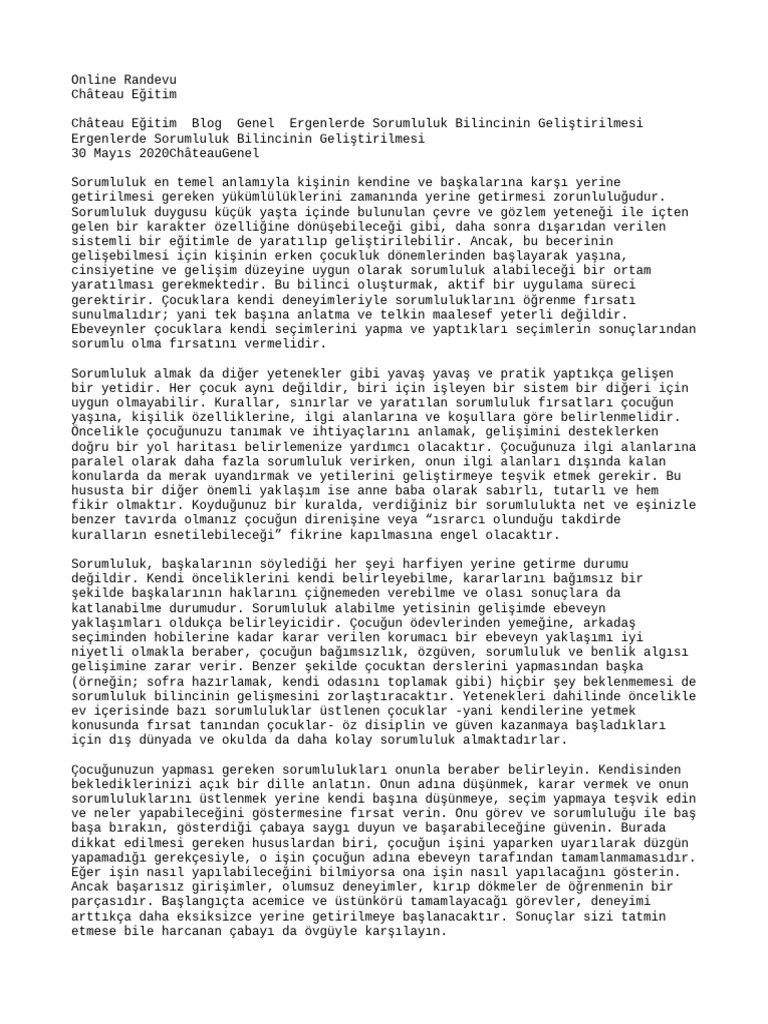 Sorumlulugunu Almayan Ergen | PDF