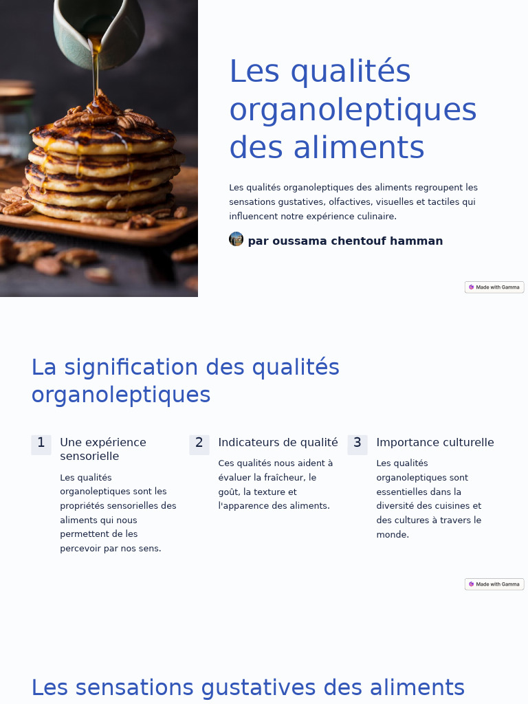 Qualités organoleptiques des aliments | PDF | Goût | Sens (physiologie)