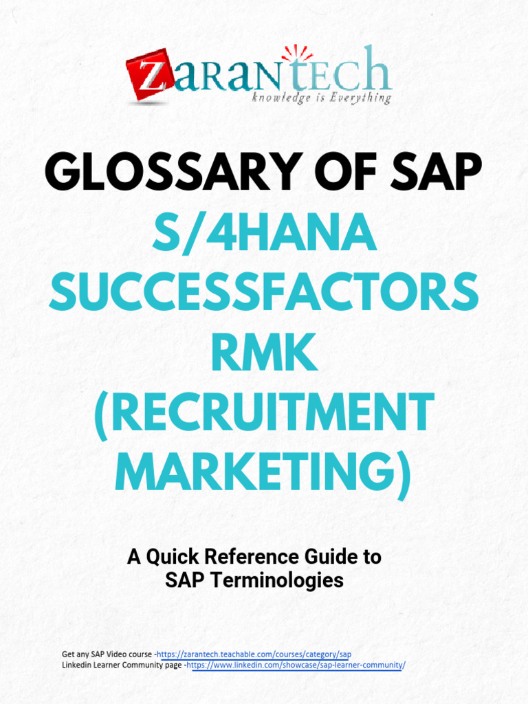 Glossary of SAP S4HANA SuccessFactors RMK (Recruitment Marketing) Terms | PDF | Linked In ...