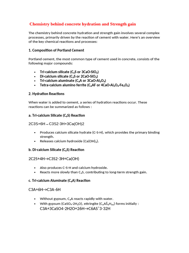 Chemistry Behind Concrete Hydration and Strength | PDF | Cement | Concrete