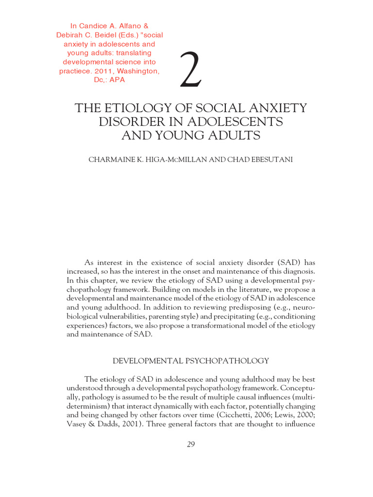 Etiology of Social Anxiety in Youth | PDF | Social Anxiety | Anxiety