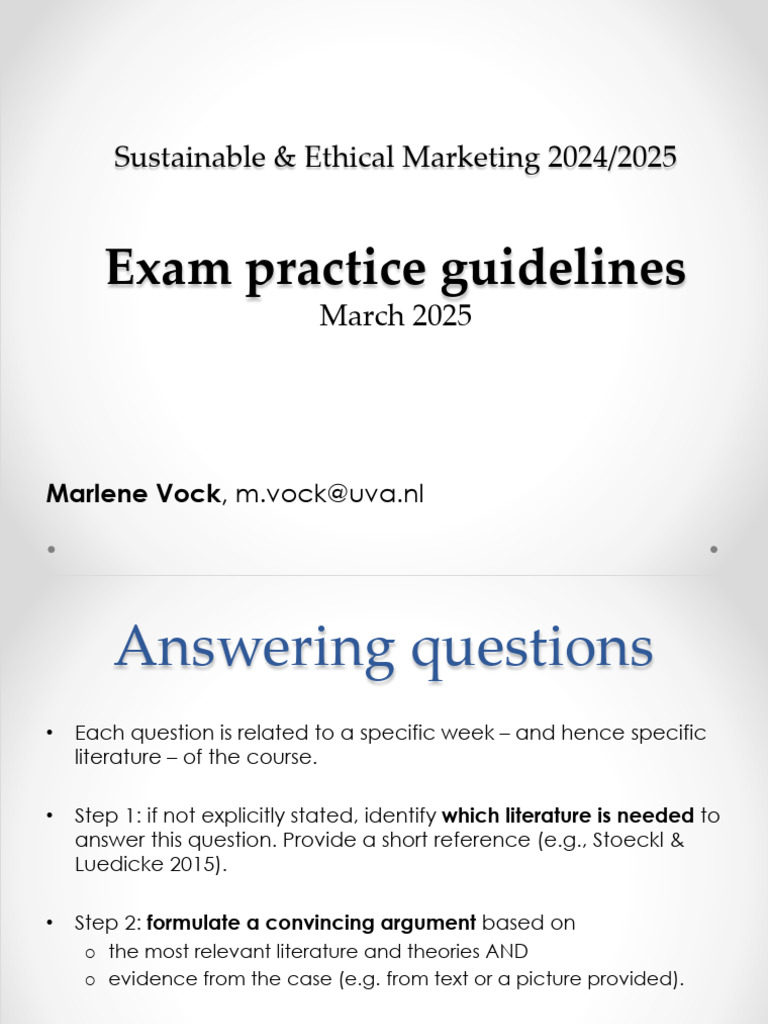 Exam Practice Guidelines Sust Mark 2025 | PDF | Intention | Framing ...