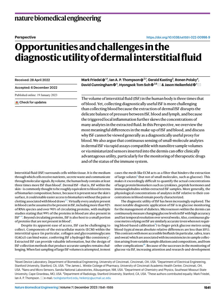 Skin ISF Volume Per Centimeter Square | PDF | Capillary | Lymph