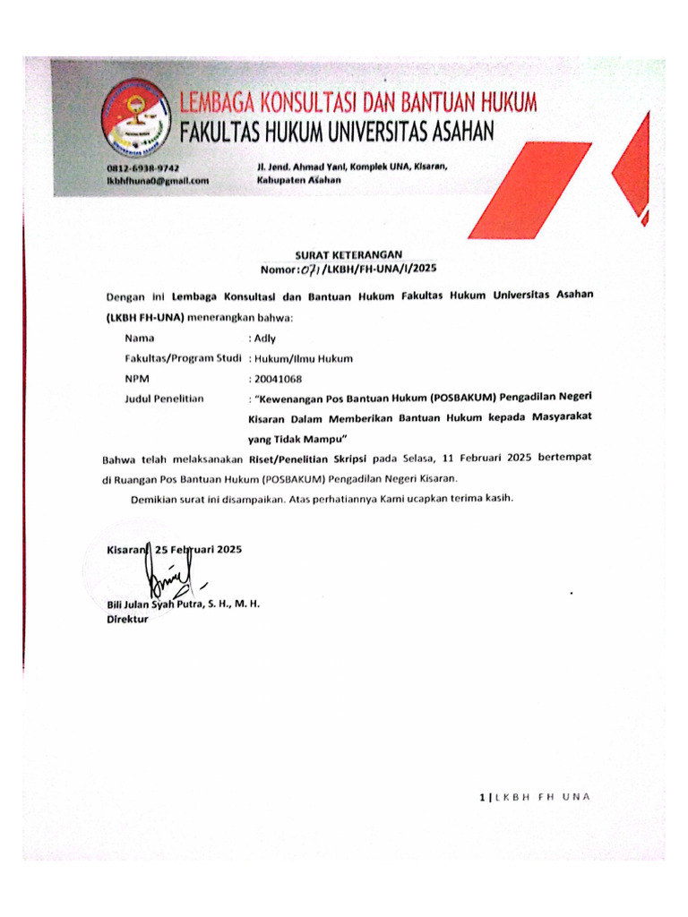 Surat Riset Adly | PDF