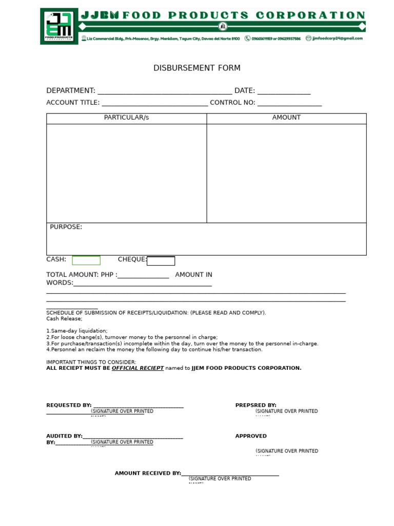 Disbursement Form | PDF