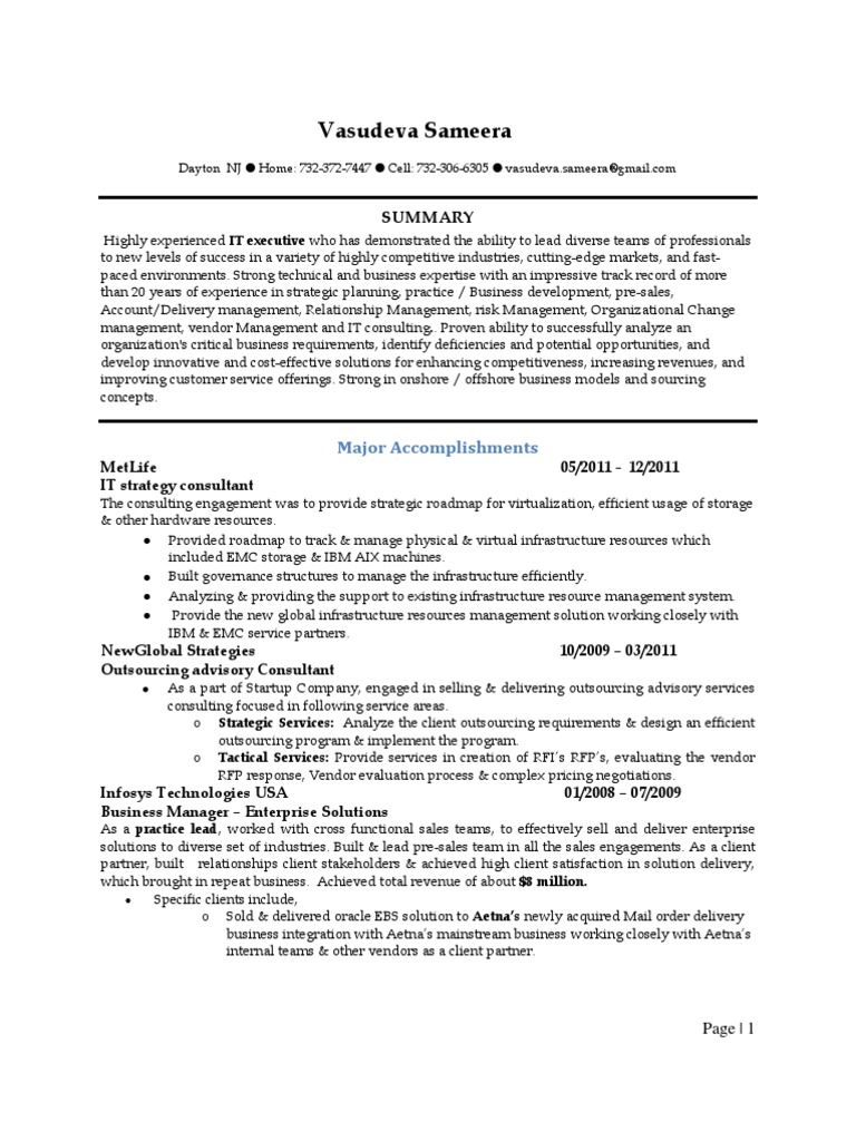 Service Delivery Manager IT in NYC Resume Vasudeva Sameera | PDF | Oracle Corporation | Outsourcing
