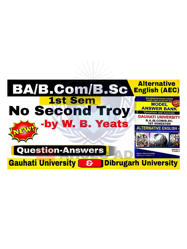 No Second Troy (Model Book) AHSEC Adda | PDF