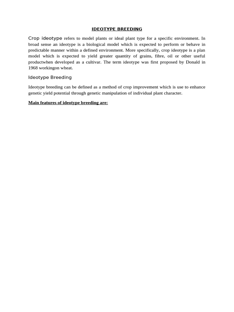Ideotype Breeding | PDF