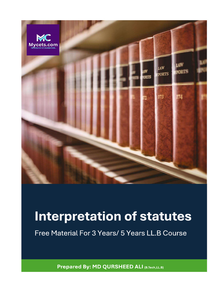 Interpretation of Statutes Osmania University LLB Notes OU LLB Semester ...