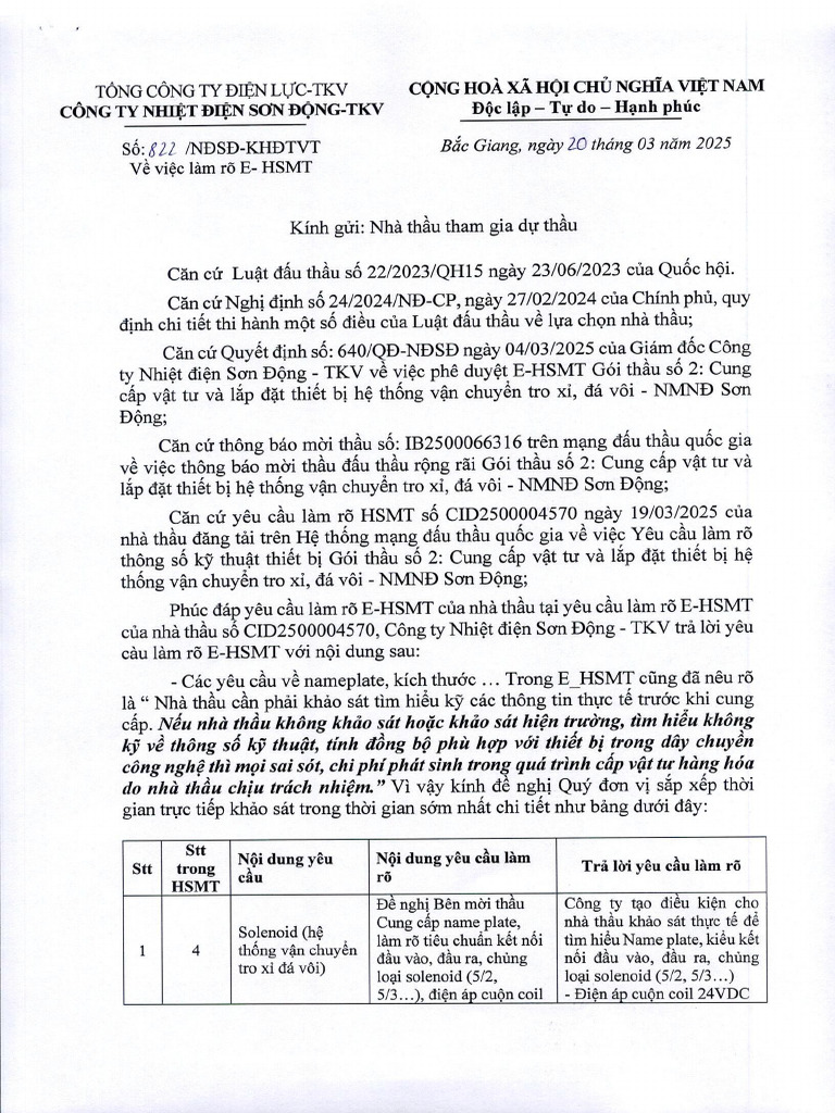 Trả Lời Yclr E-hsmt Cid2500004570 | PDF