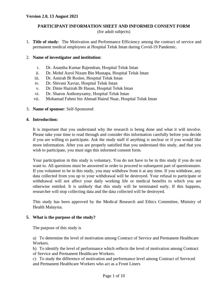 PIS - Eng - Minimal Risk Questionares - Ananth NMRR Updated - With ...