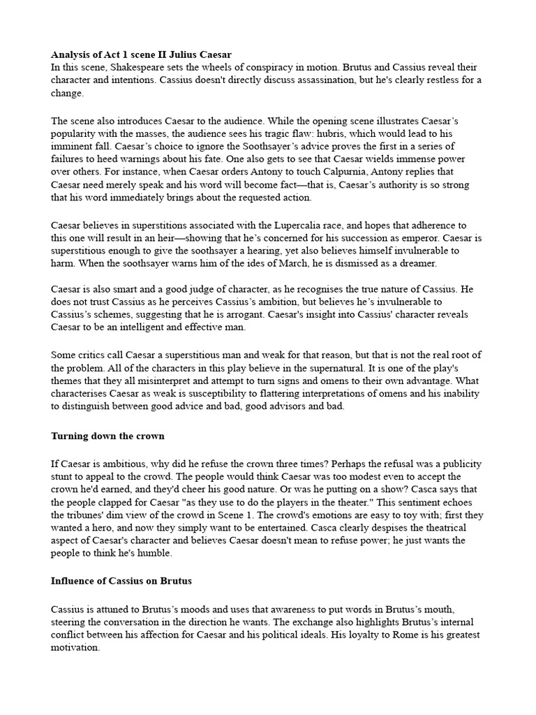 ACt 1 Scene II Analysis of JC | PDF | Julius Caesar | Mark Antony